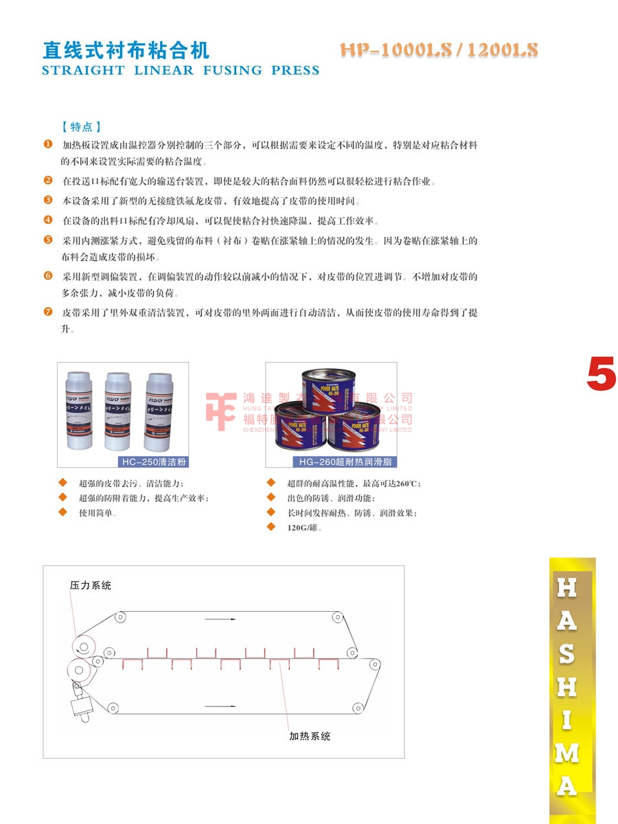 HASHIMA HP-1000LS / HP-1200LS STRAIGHT LINEAR FUSING PRESS